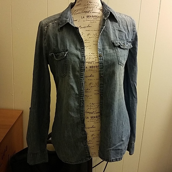 lei | Tops | Lei Denim Rhinestone | Poshmark